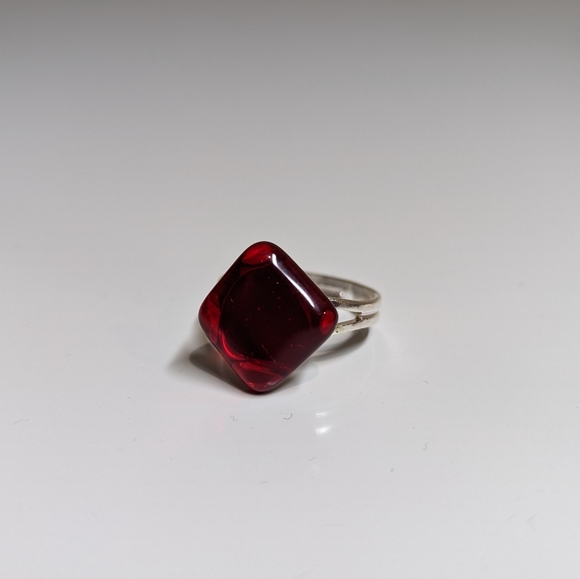 Hand Crafted | Jewelry | Ruby Red Hand Crafted Glass Diamond Shaped ...
